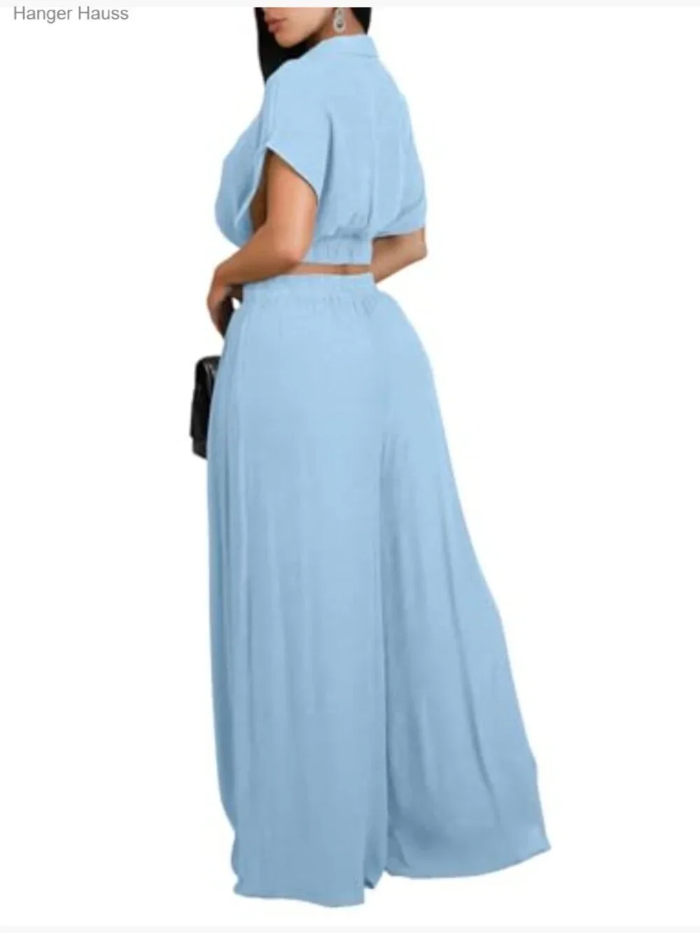 Pants & Jumpsuits | Womens Flowy Two Piece Outfit Crop Top Wide Leg ...